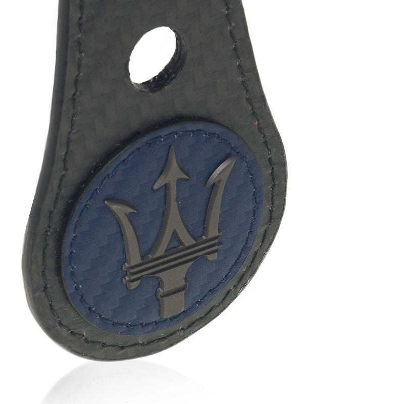 Carbon and blue leather keychain – US - Maserati Store