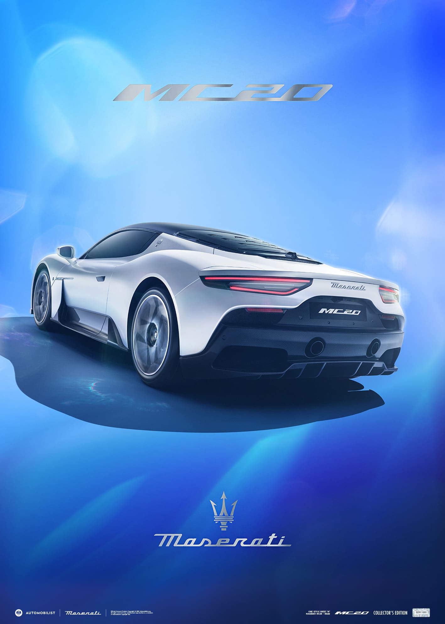 Design Poster MC20 Rear View Blue - Collector's Edition – US - Maserati ...