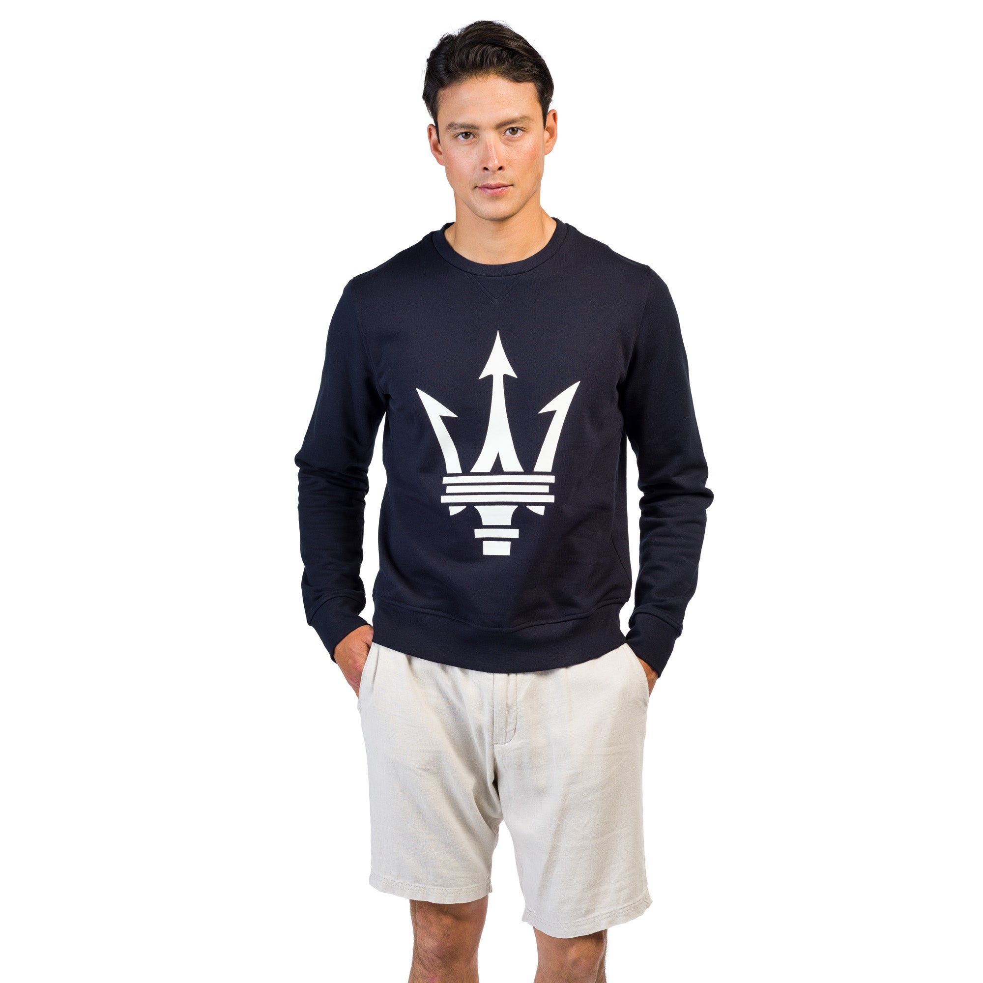 Blue Unisex Sweatershirt with maxi Maserati trident – US - Maserati Store